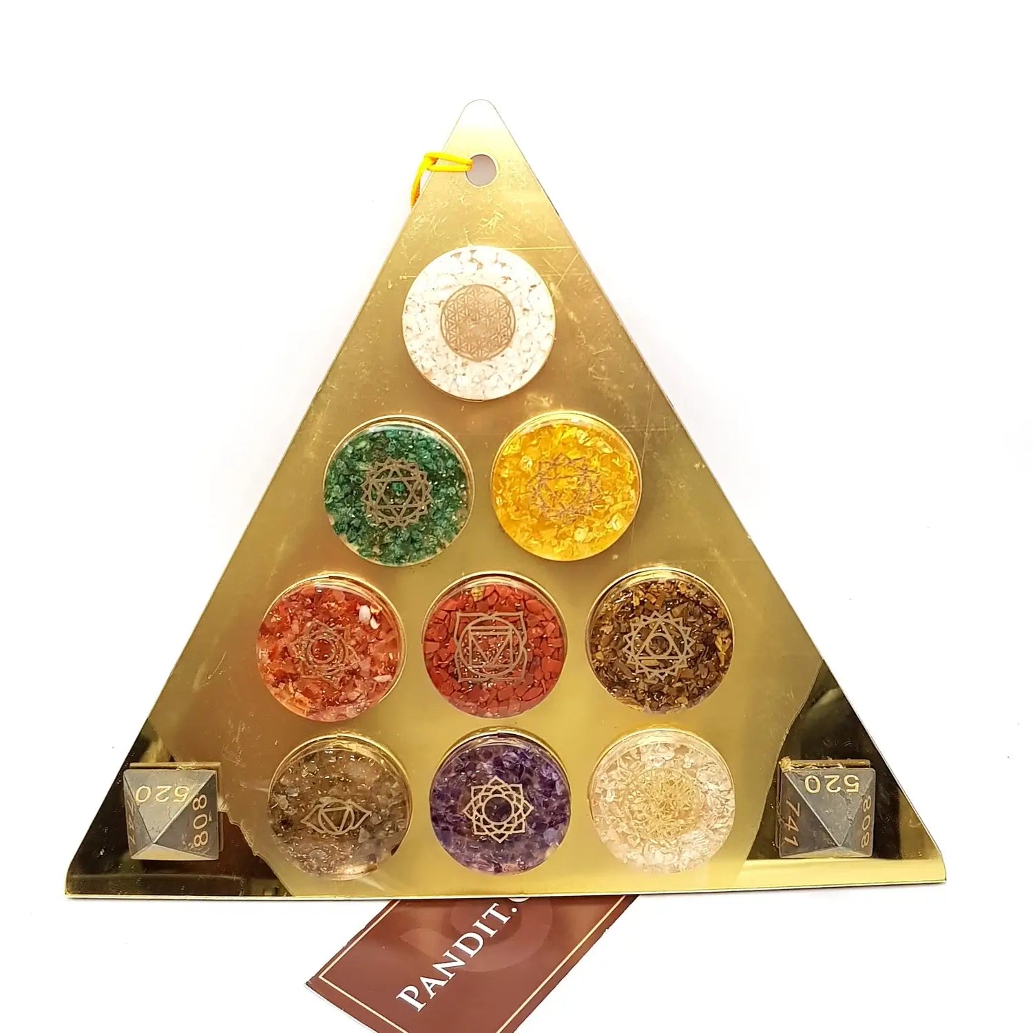 9 Chakra Triangle Plate with Pyramid - Meditation - Pandit.com