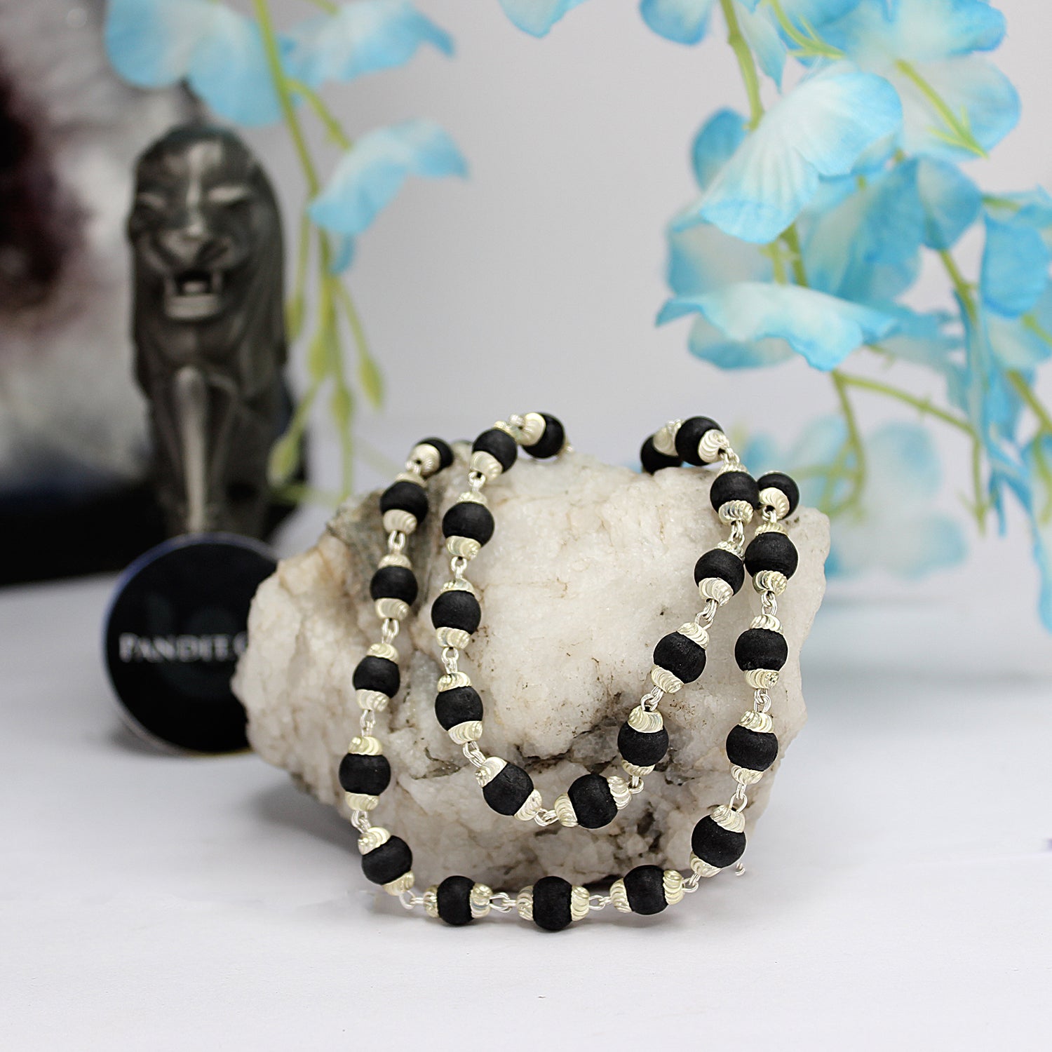 Black Tulsi Mala with Silver Capping - To Pleases Lakshmi