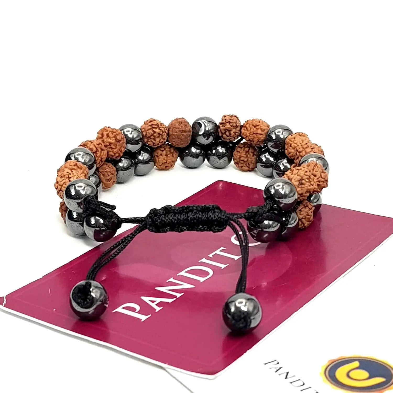 Hematite Bracelet With 5 Mukhi Rudraksha Beads - Pandit.com