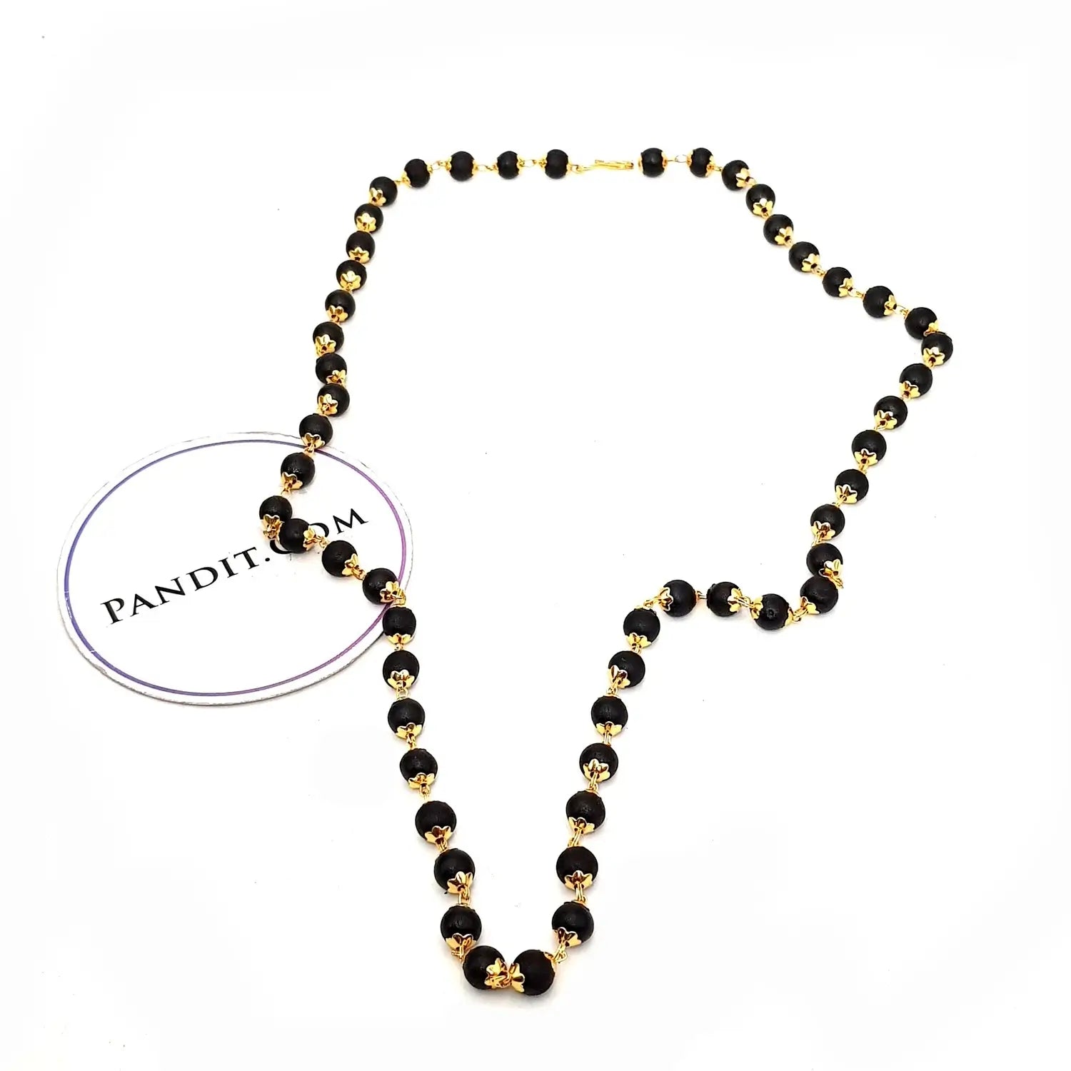 Karungali Mala with Gold Cap Chain - Pandit.com