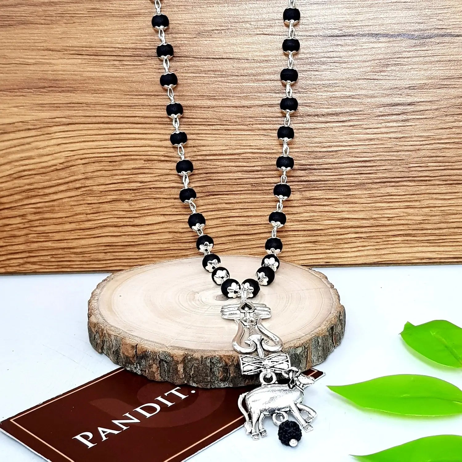 Karungali Mala with Shiva Trishul and Nandi Pendant - Pandit.com