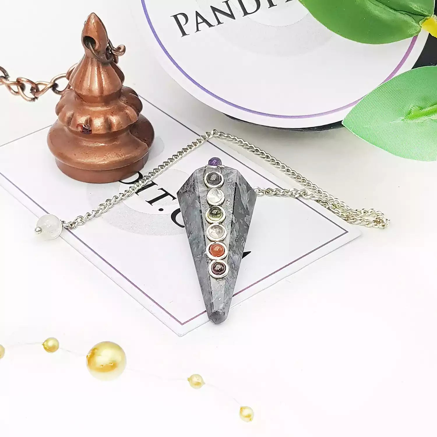 Larvikite 7 Chakra Dowsing Pendulum - For Divine Protection