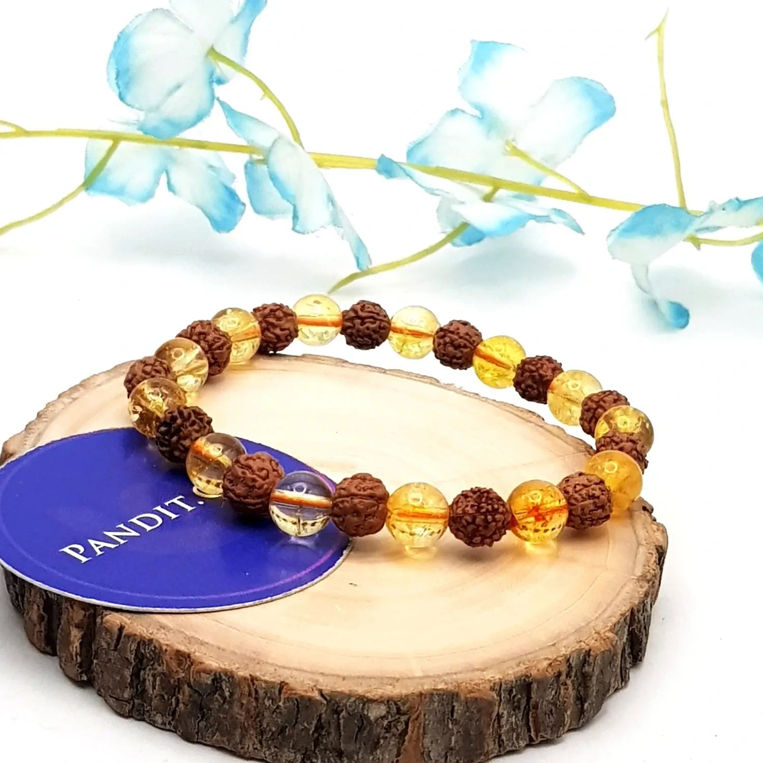 Rudraksha Citrine Bracelet - To Achieve Success - Pandit.com
