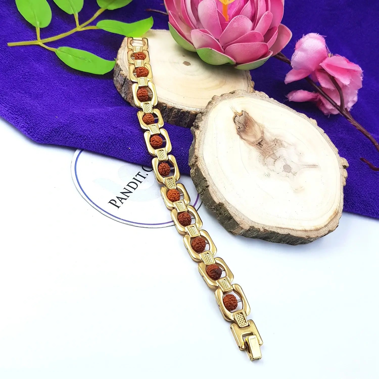 Rudraksha Premium Bracelet with Gold Capping - Pandit.com